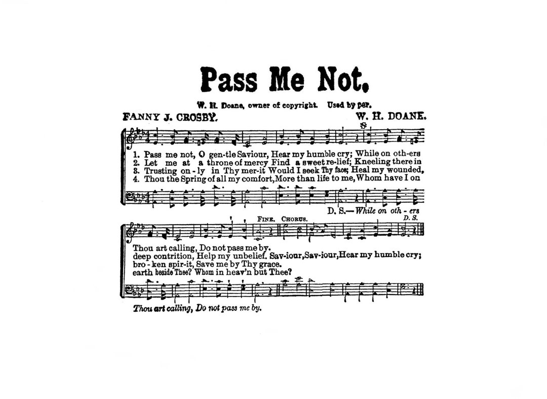 Pass Me Not Christian Hymn Digital Sheet Music Home Decor Inspirational ...
