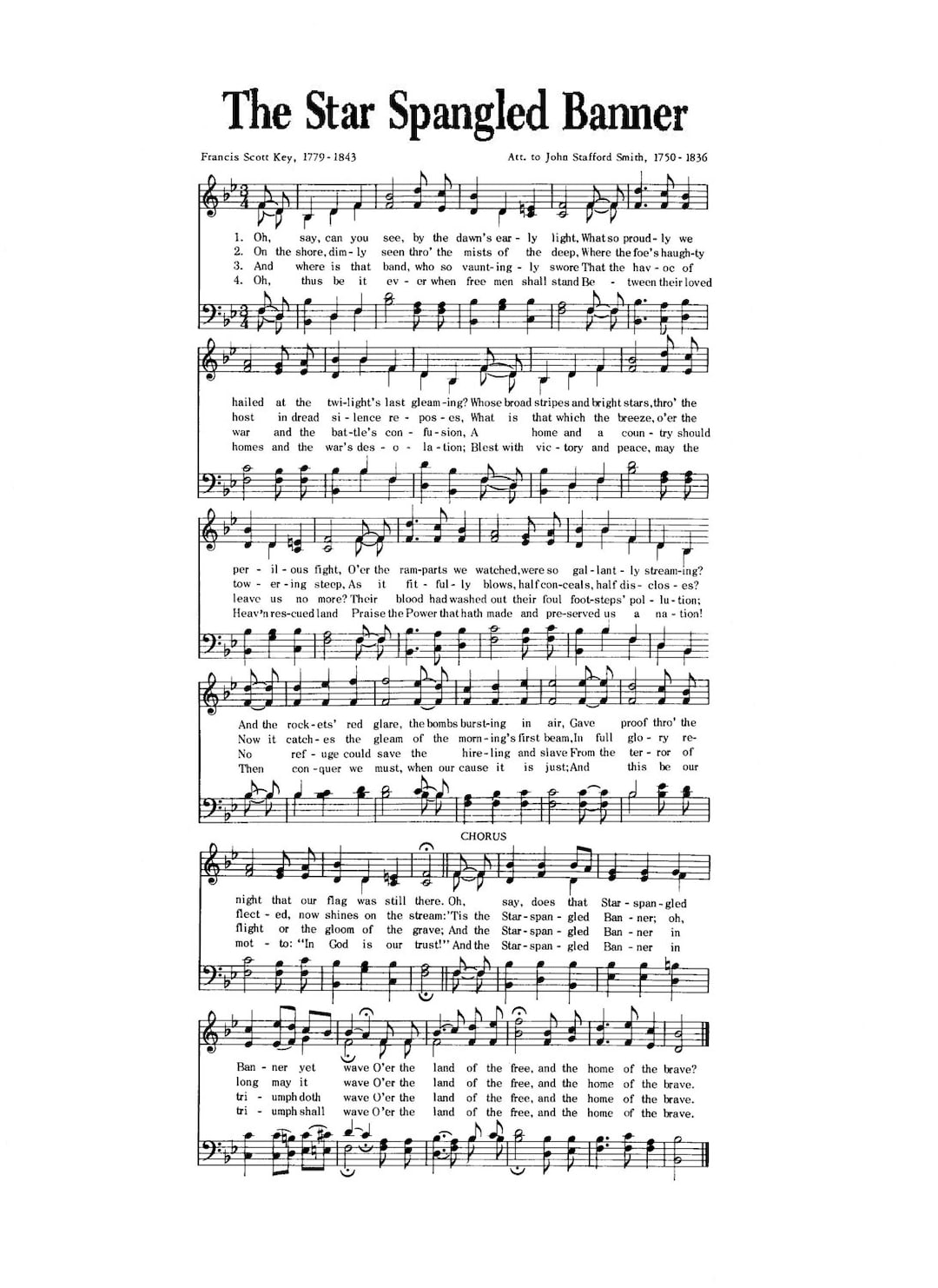 The Star Spangled Banner Digital Sheet Music National Anthem Patriotic ...