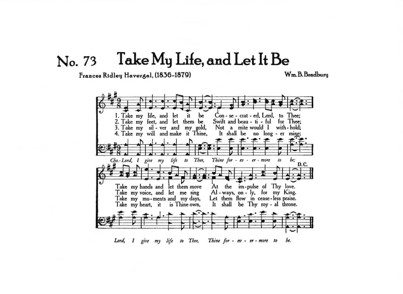 Take My Life and Let It Be Hymn Digital Sheet Music Confirmation ...
