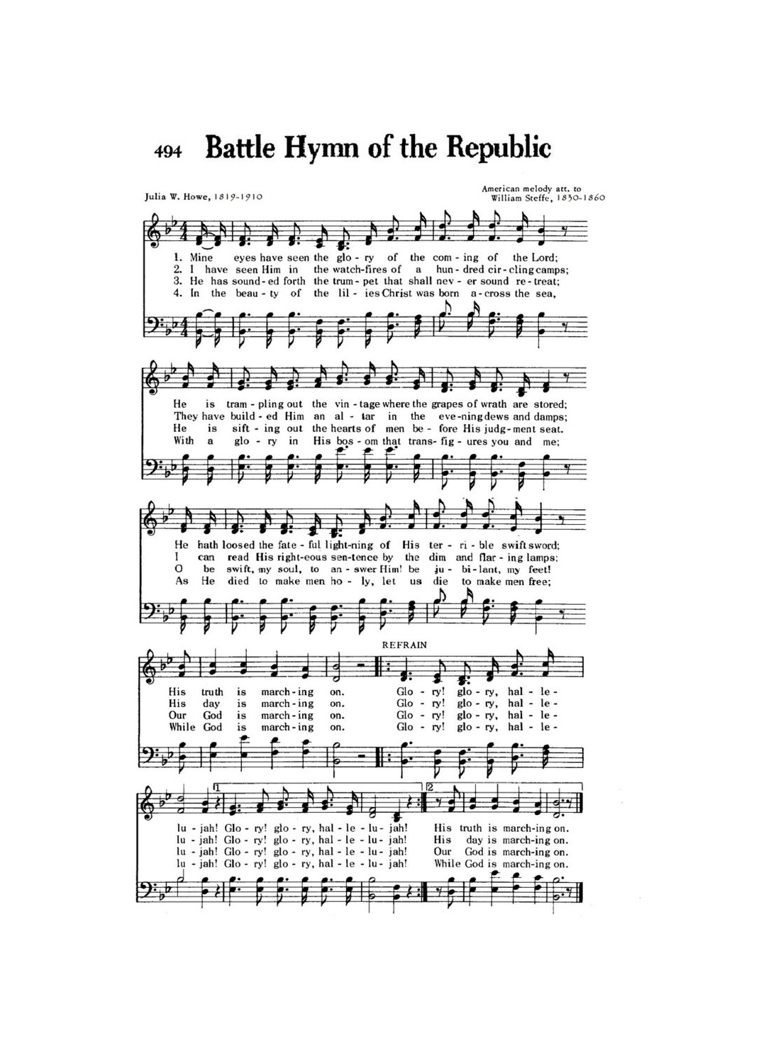 Battle Hymn of the Republic Christian Digital Sheet Music Civil War ...