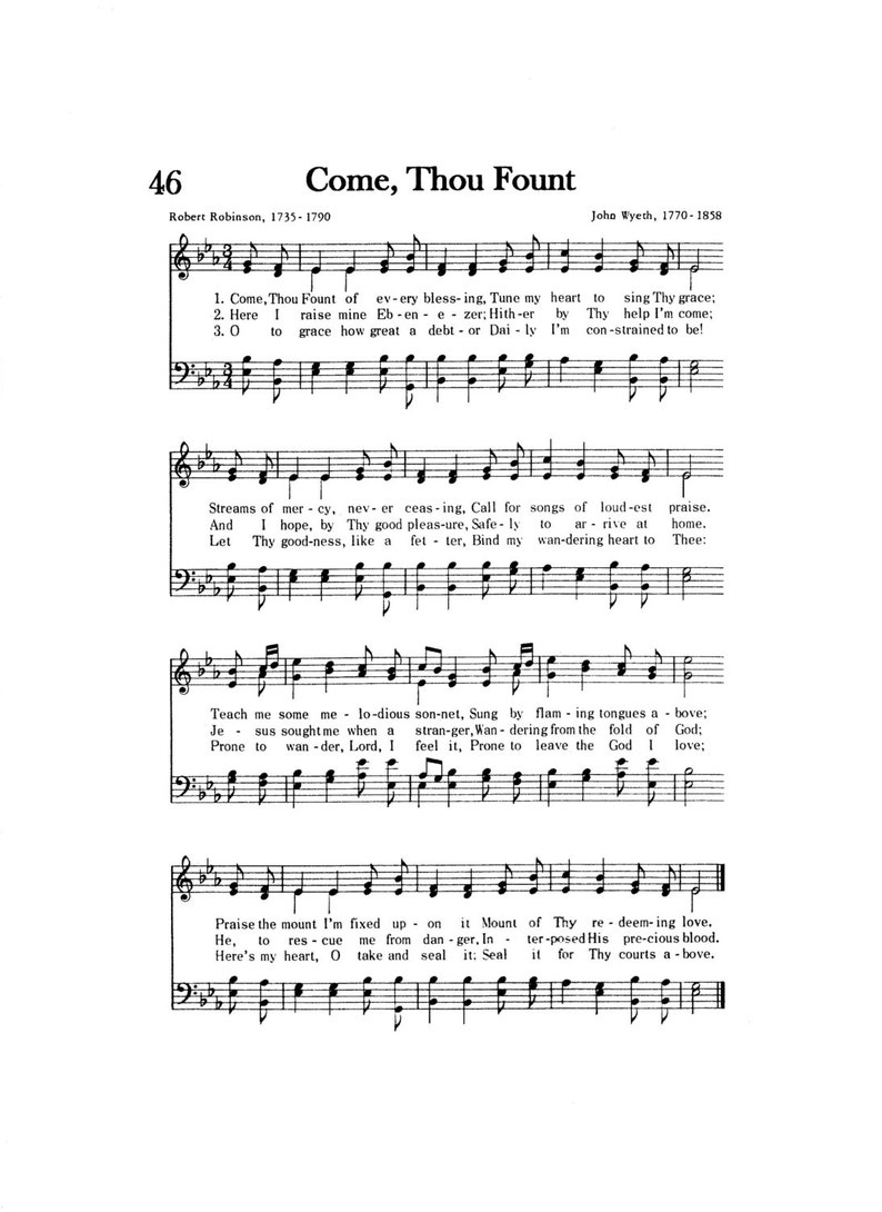 Come Thou Fount Christian Hymn Digital Sheet Music Home Decor Handmade ...
