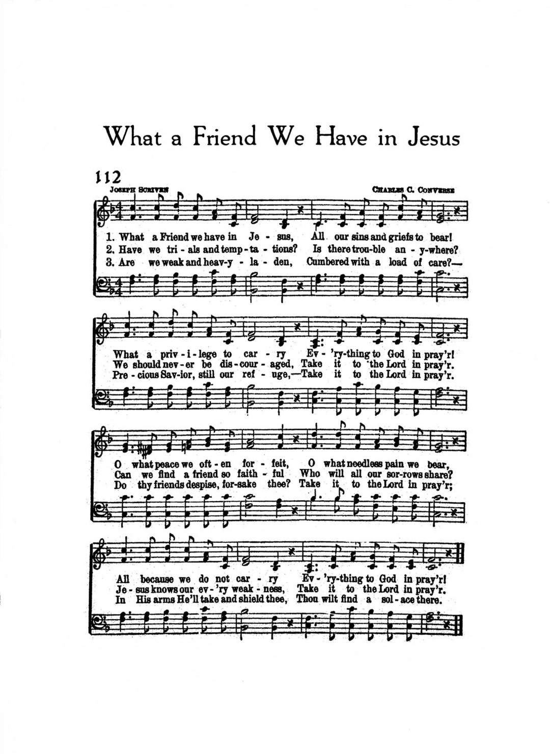 What a Friend We Have in Jesus Hymn Digital Sheet Music Home Decor ...