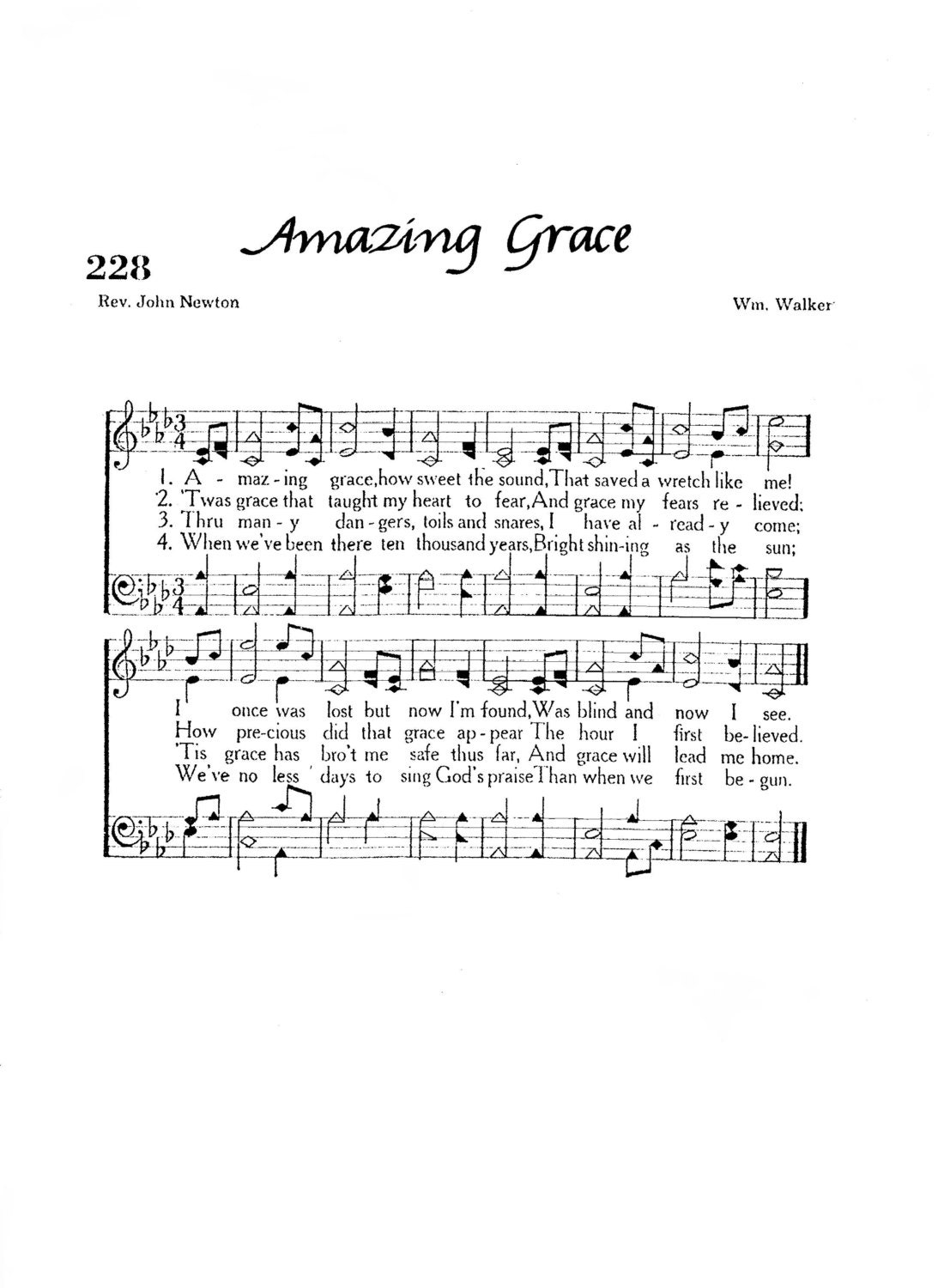Amazing Grace Christian Hymn Digital Sheet Music Home Decor ...