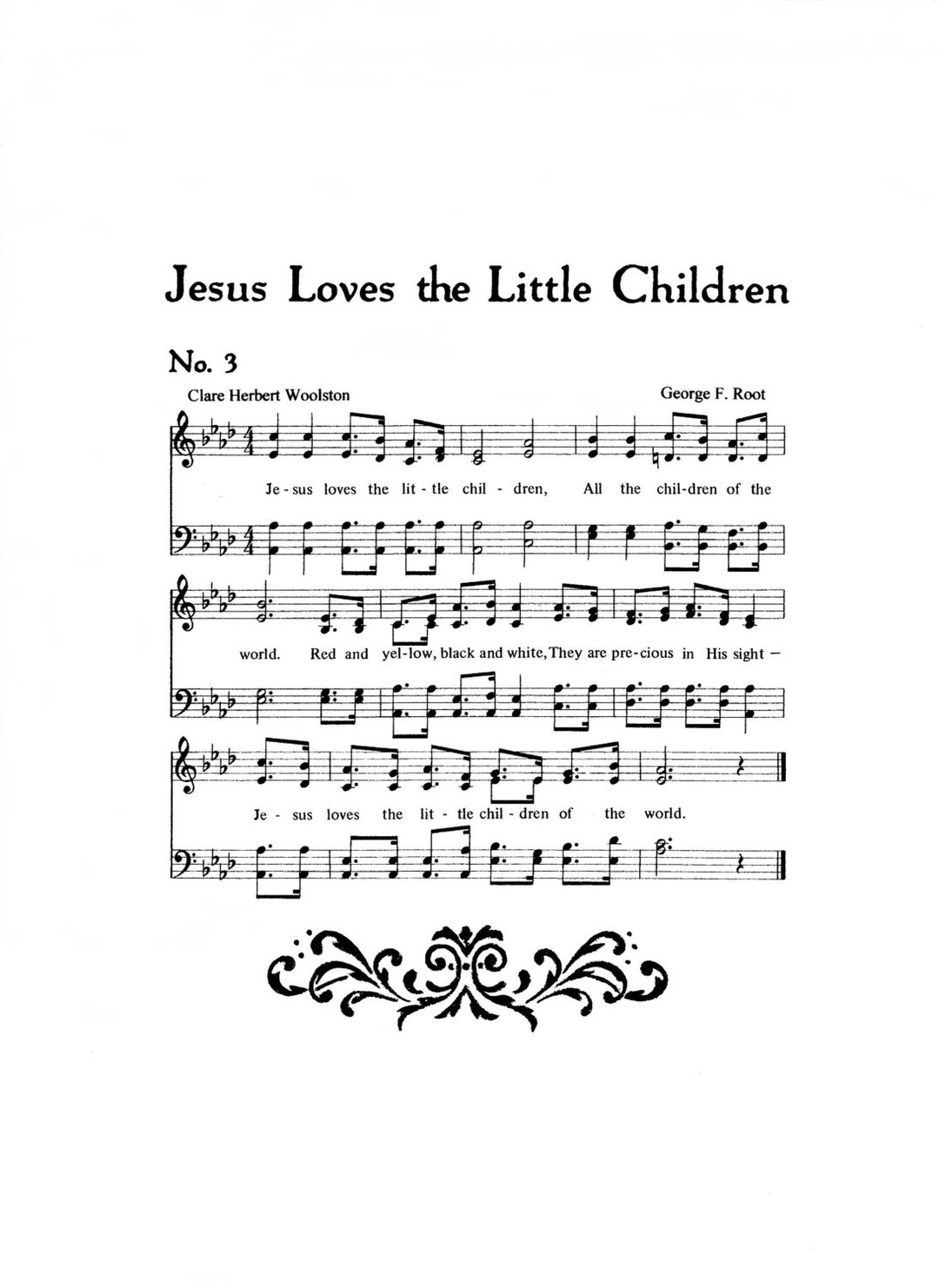 Jesus Loves the Little Children Hymn Digital Sheet Music Home Decor ...
