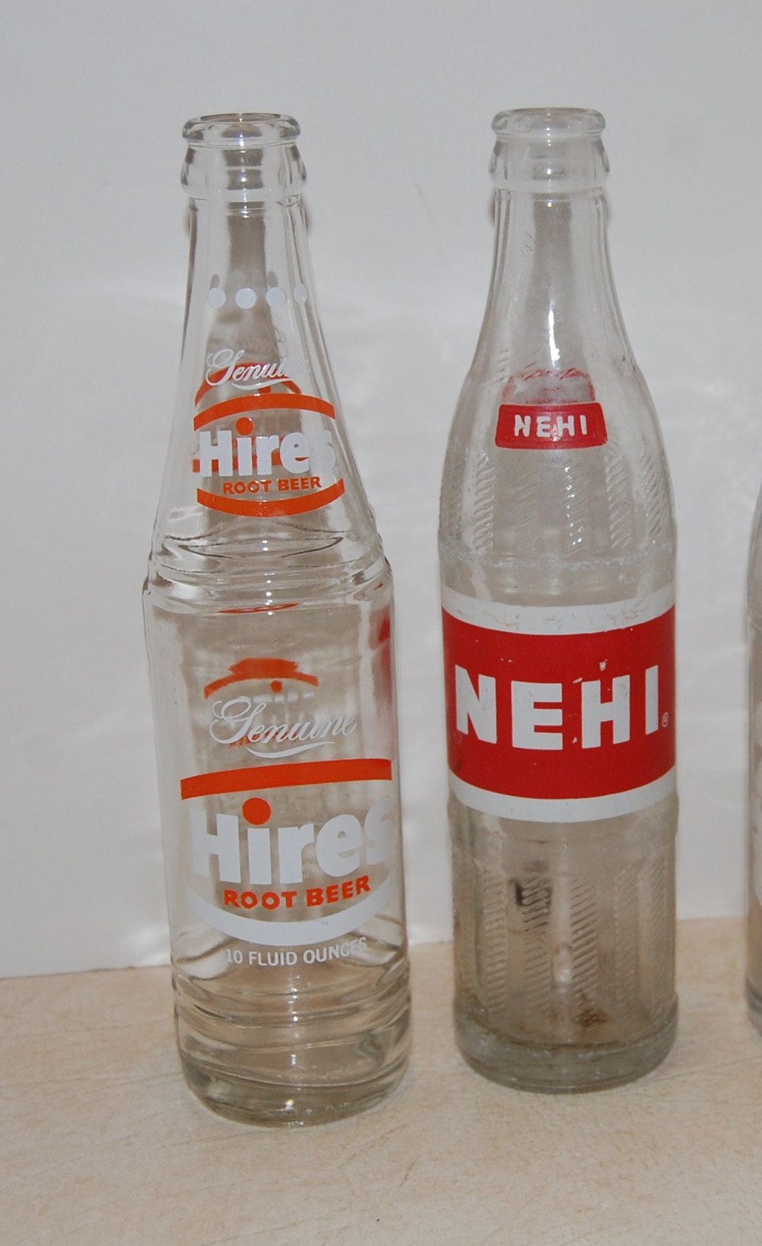 Vintage Soda Bottles,, Nehi and Hires, Collectible Glass, Table Decor ...
