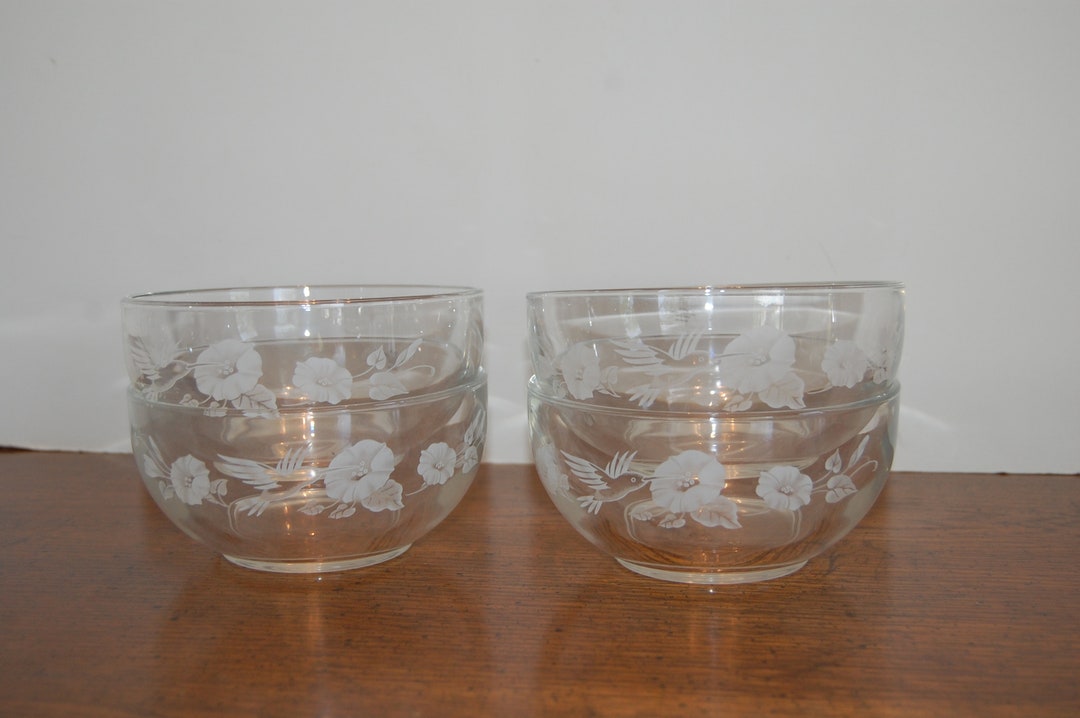 Vintage Avon Crystal Bowl, 2 Cereal or Small Serving Bowls, Hummingbird ...