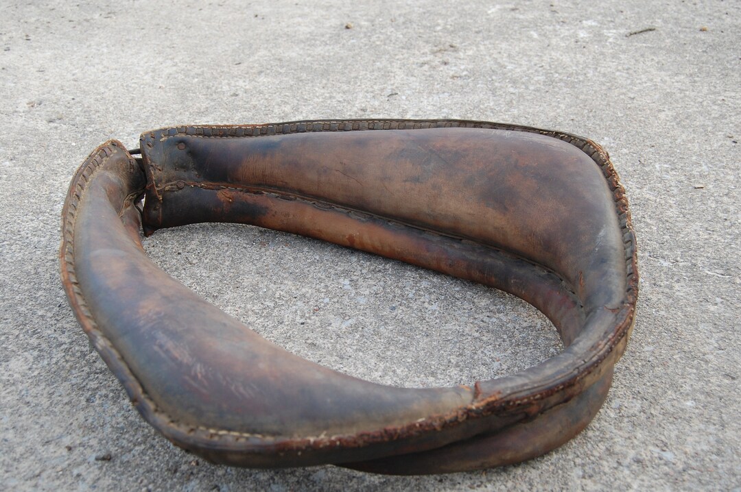 Antique Leather Horse Collar, Mule Collar, Leather Harness, Farm House ...