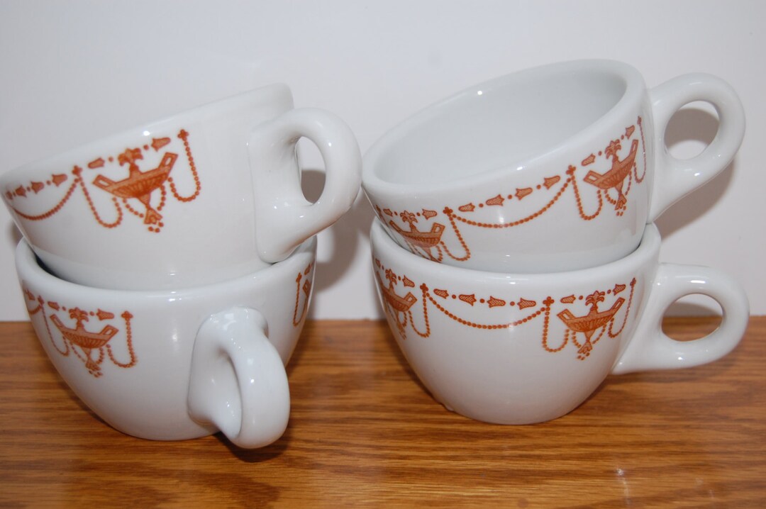 2 Restaurant Coffee Mugs, 60's Coffee Cup, Porcelain Cups, Restaurant ...