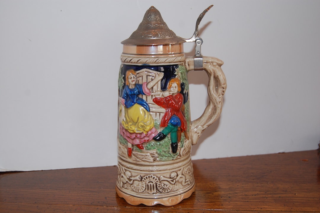 Musical Beer Stein, Vintage German Stein, Village Scene Beer Stein ...
