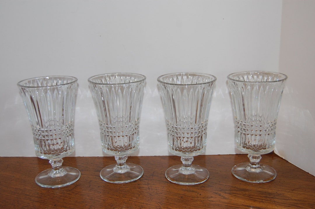 Vintage Clear Glass Goblets, Tiara Glassware, Sparkling Facets, 9 Oz ...