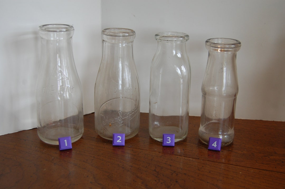 CHOICE Pint Glass Milk Bottle, Clear Glass Jar, Milk Jar, Vintage ...