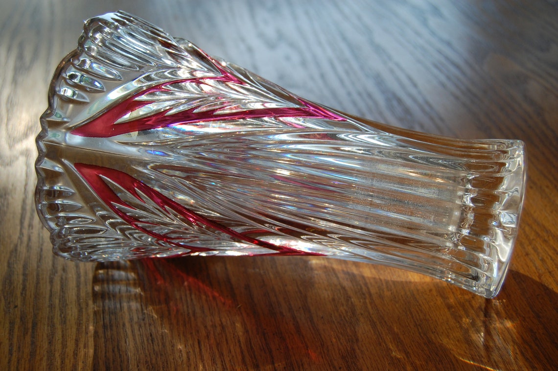 Vintage Lead Crystal Flower Vase Hand Painted Vase Glass - Etsy