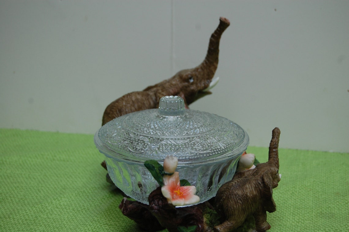 Unique Eléphant Candy Dish Clear Glass Candy Bowl Lidded - Etsy