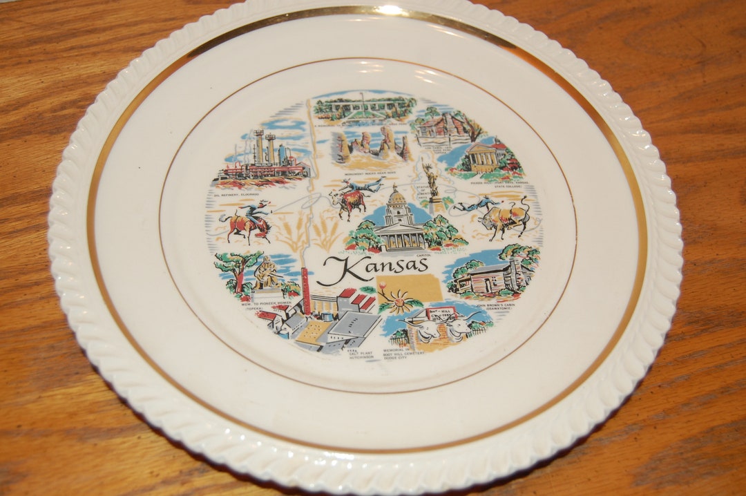 Kansas Collectible Plate White Porcelain Plate Kansas - Etsy