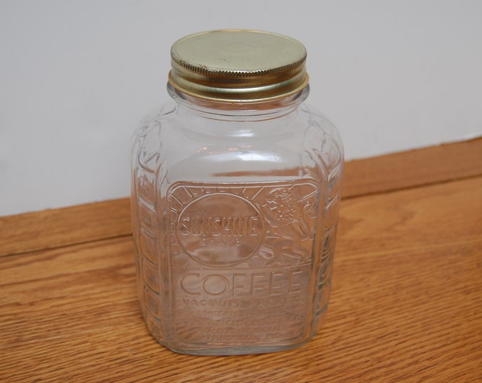 Vintage Coffee Jar, Sunshine Brand Coffee, Springfield Grocer Co, Glass ...