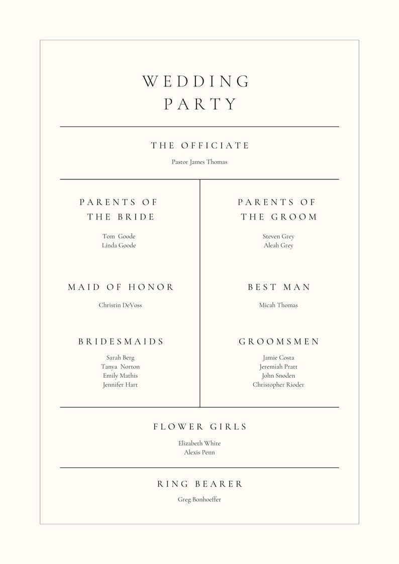 Wedding Program, Fully Editable, Printable Wedding Programs, Wedding ...