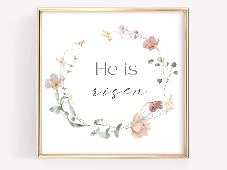 He is Risen Bible Verse Poster, Printable Wall Art, Easter Gift Idea ...