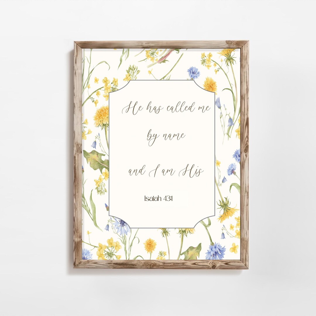 Isaiah 43:1 Blue and Yellow Nursery Cottagecore Printable Bible Verse ...