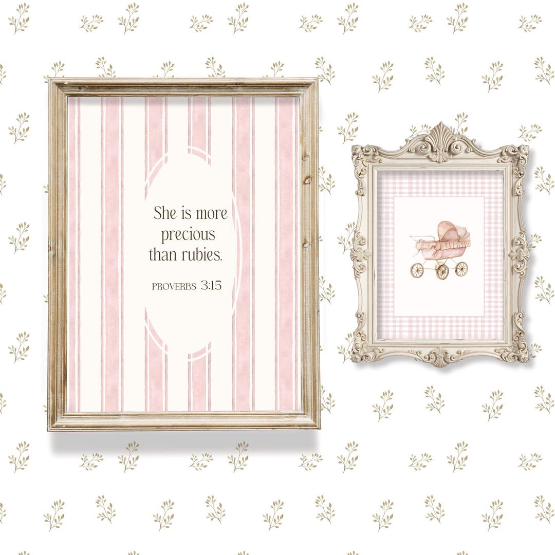 Proverbs 3:15 Scripture Baby Pink Set of 2 Printable Nursery Wall Art ...