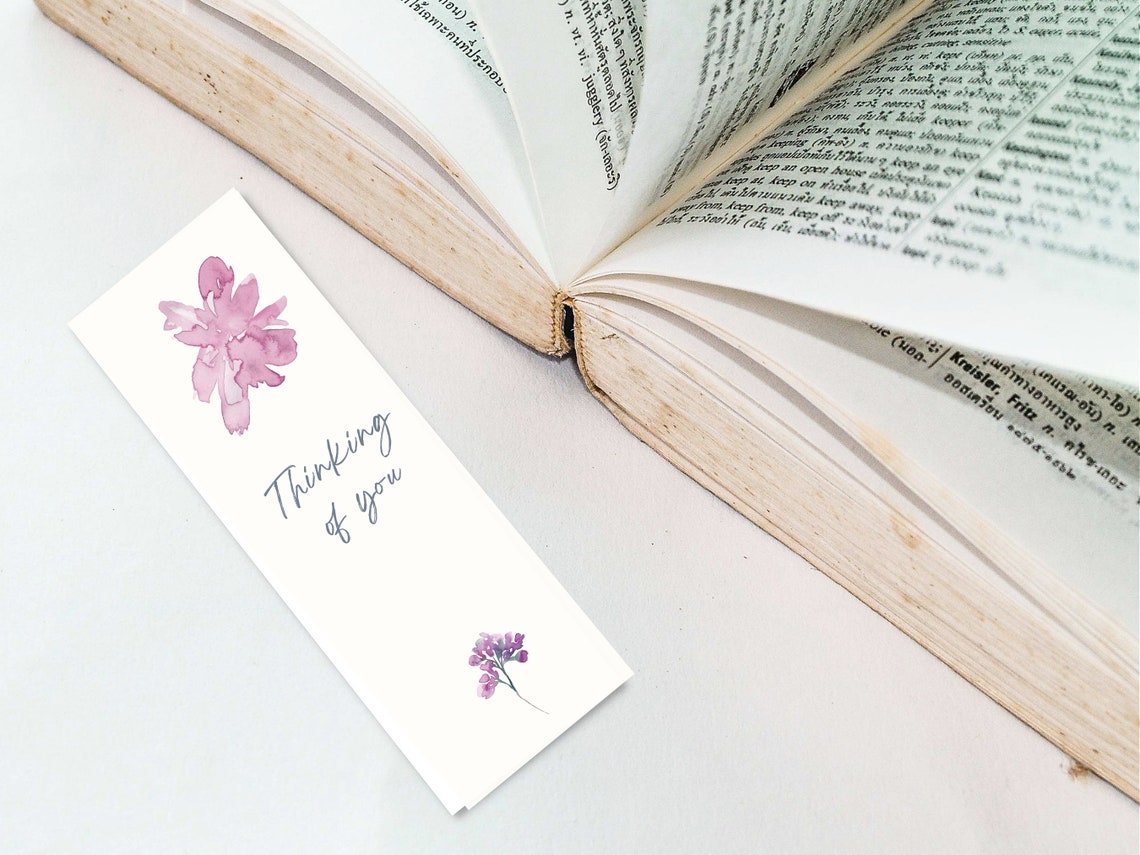 Thinking of You Printable Love Bookmarks, Set of 4 Floral Bookmarks ...