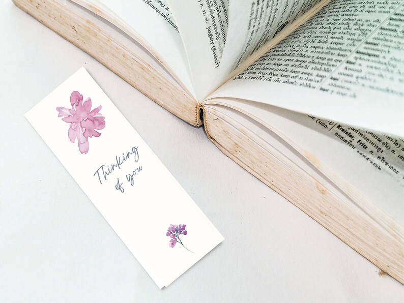 Thinking of You Printable Love Bookmarks, Set of 4 Floral Bookmarks ...