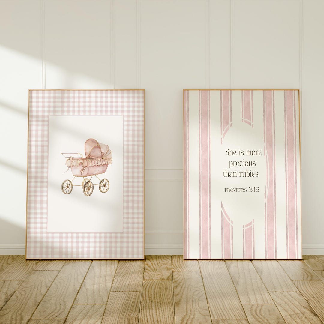Proverbs 3:15 Scripture Baby Pink Set of 2 Printable Nursery Wall Art ...