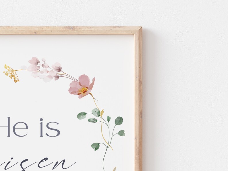 He is Risen Bible Verse Poster, Printable Wall Art, Easter Gift Idea ...