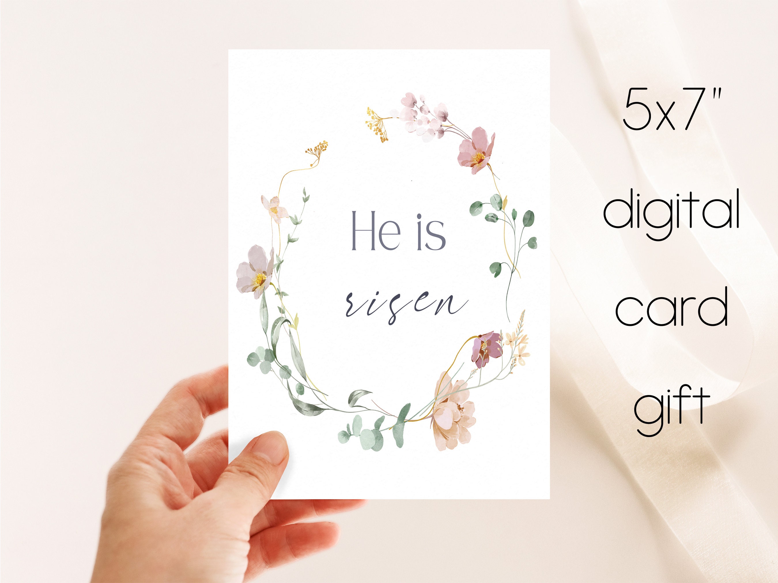 He is Risen Bible Verse Poster, Printable Wall Art, Easter Gift Idea ...