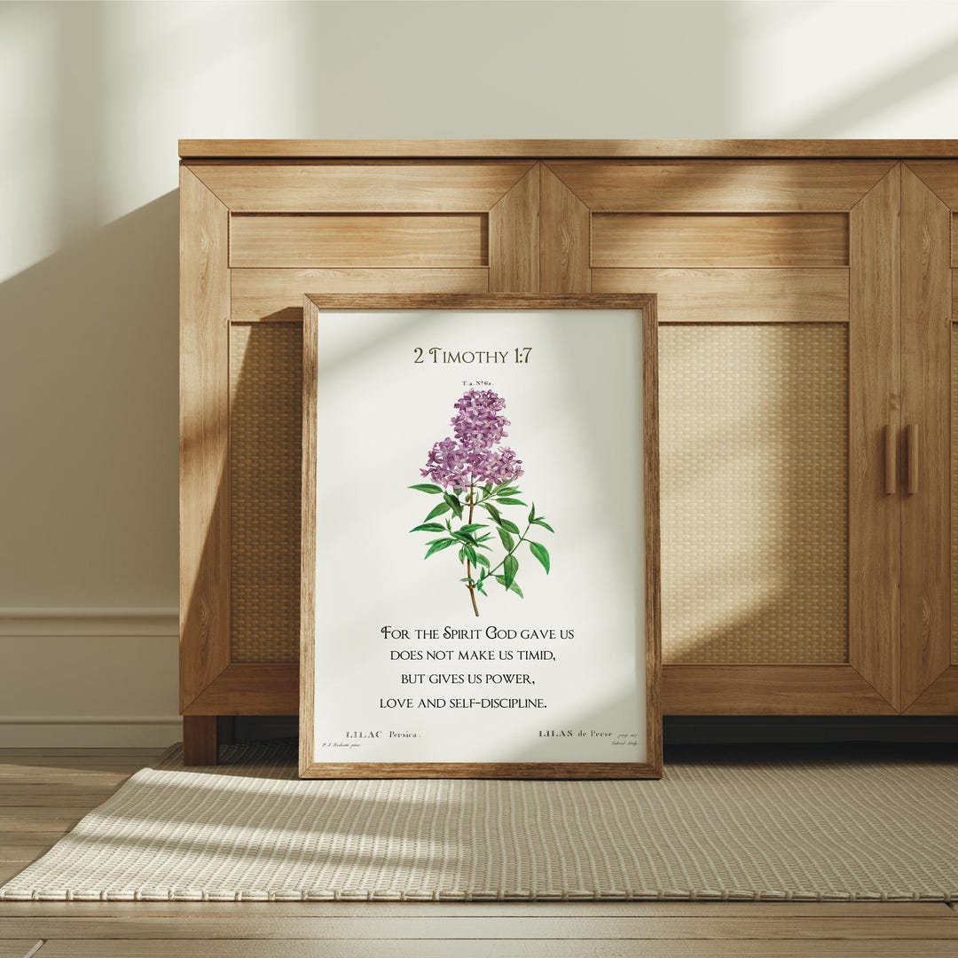 2 Timothy 1:7 Printable Vintage Floral Wall Hanging, Encouraging Bible ...
