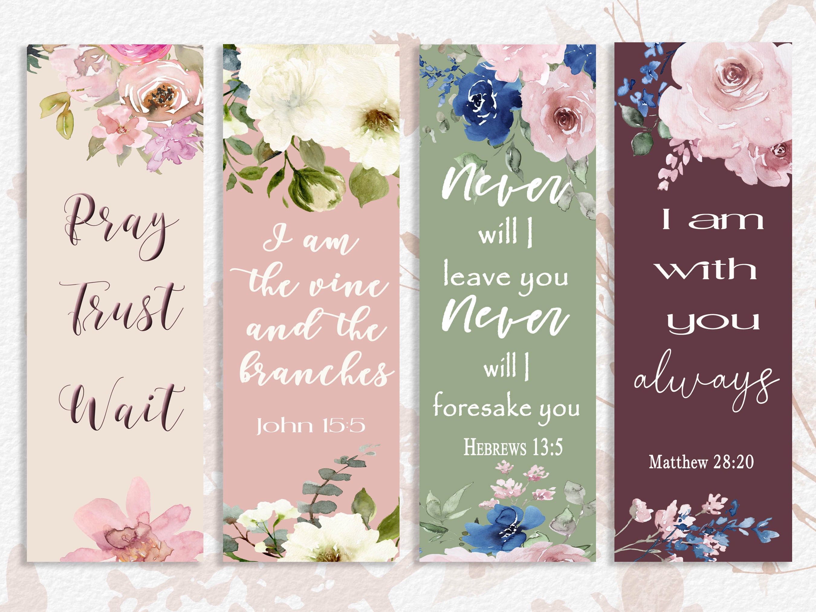 Floral Scripture Bookmarks: Religious Quote Prints (digital Download ...