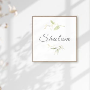 SHALOM Square Wall Art Printable, Modern Scripture, Botanical Christian ...
