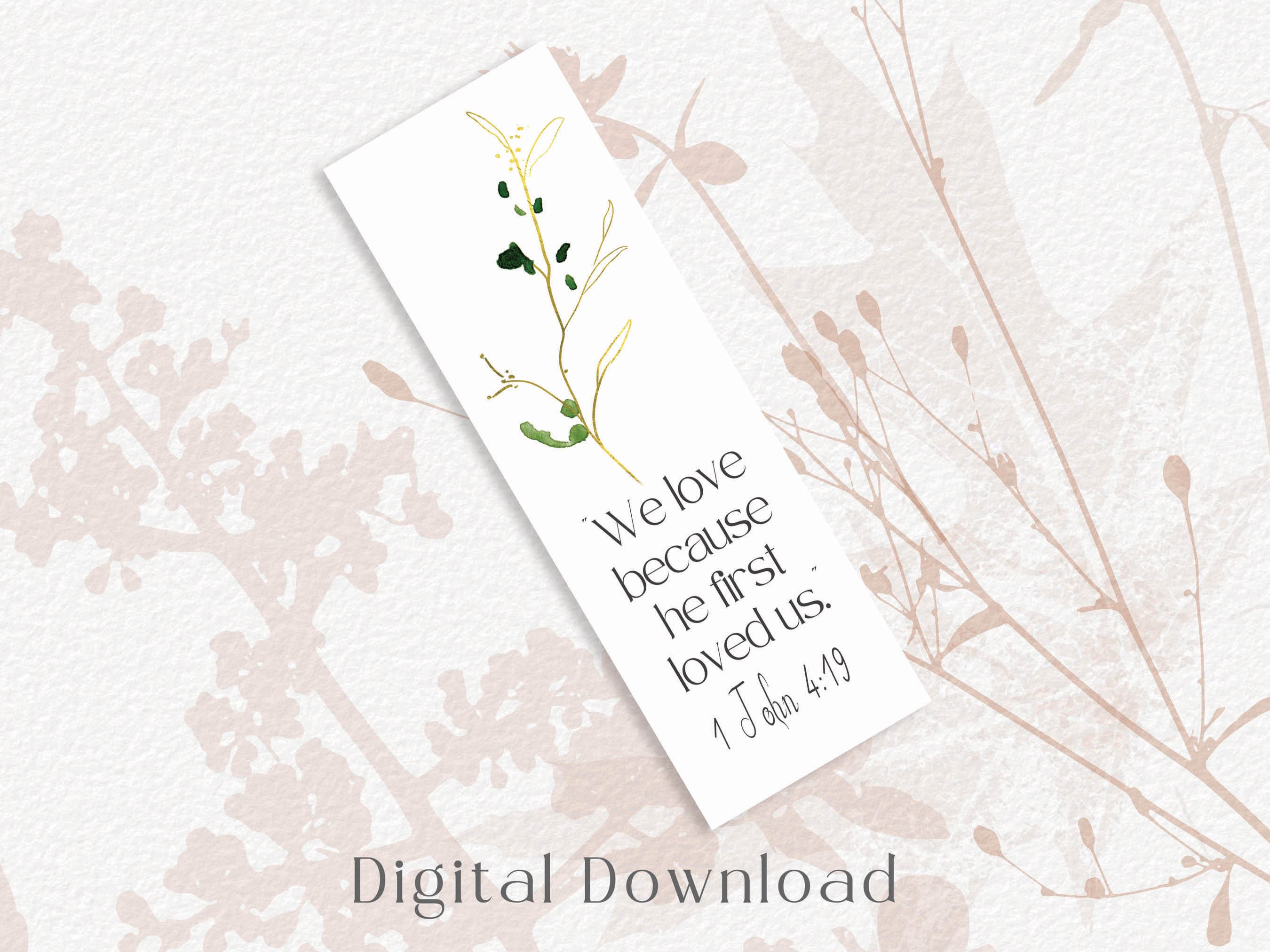 Bible Quote Bookmarks Set of 4 Watercolor Hand Painted Floral Digital ...