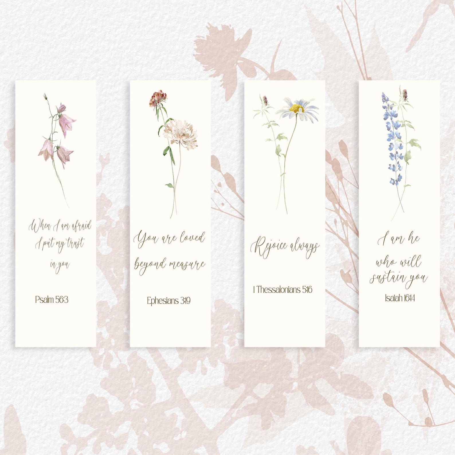 One of a Kind Scripture Bookmarks Set of Four Bible Upflifitng Quotes ...