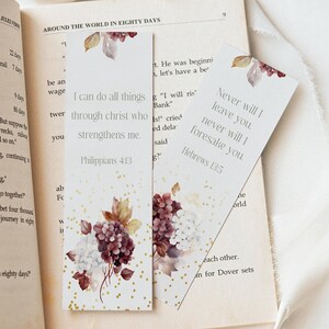 Burgundy Floral Bible Verse Bookmarks: Christian Gift (set of 4 ...