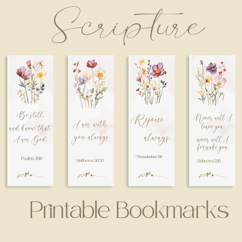 Printable Scripture Bookmarks Set of Four Unique Rustic Digital ...