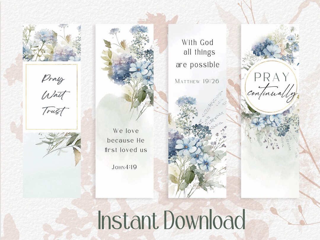 Unique Scripture Bookmarks Watercolors Printable Set of 4 Bookmarks ...