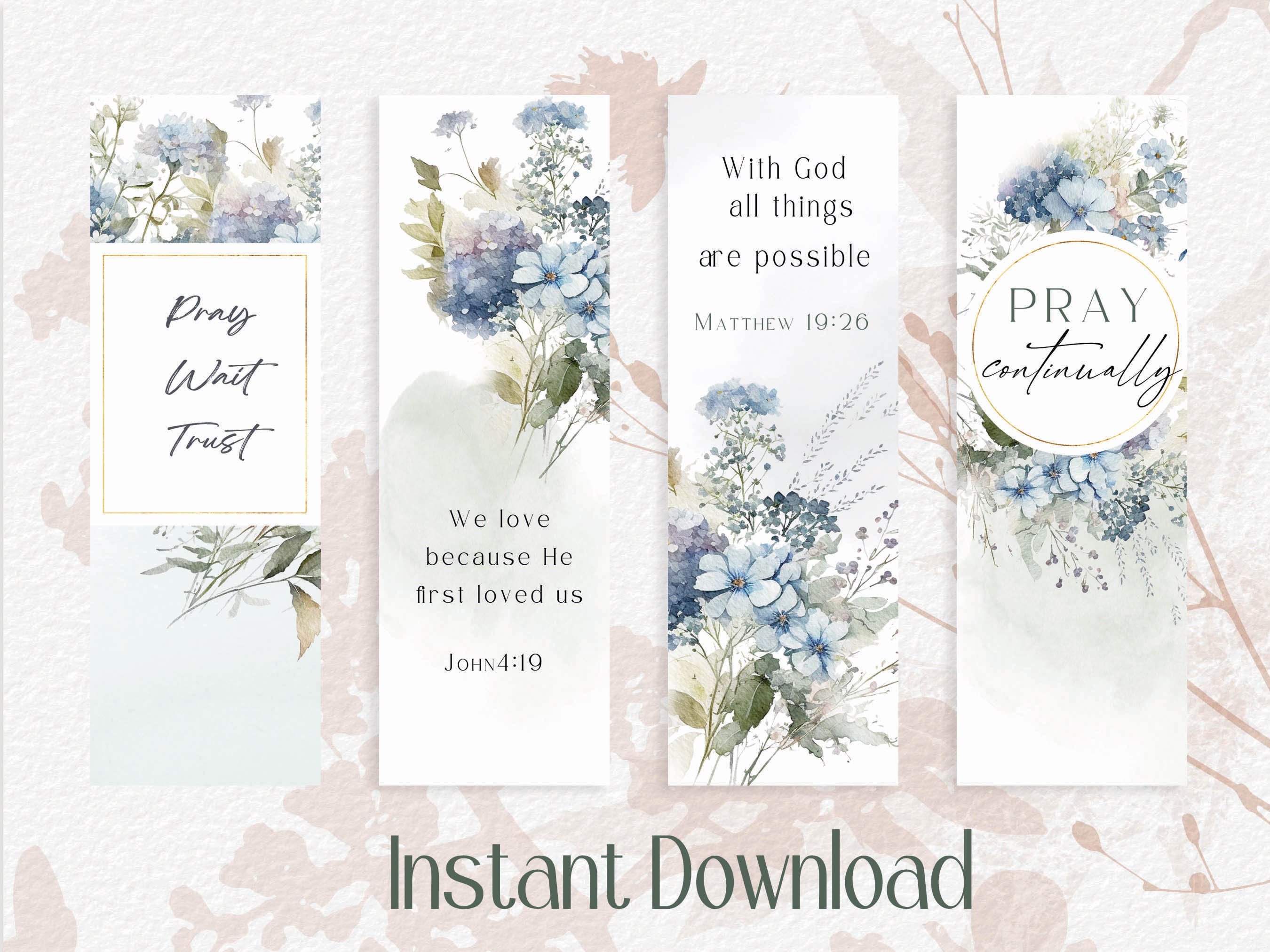 Unique Scripture Bookmarks Watercolors Printable Set of 4 Bookmarks ...