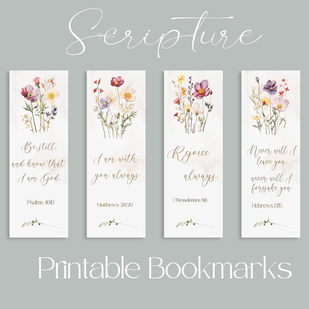 Printable Scripture Bookmarks Set of Four Unique Rustic Digital ...
