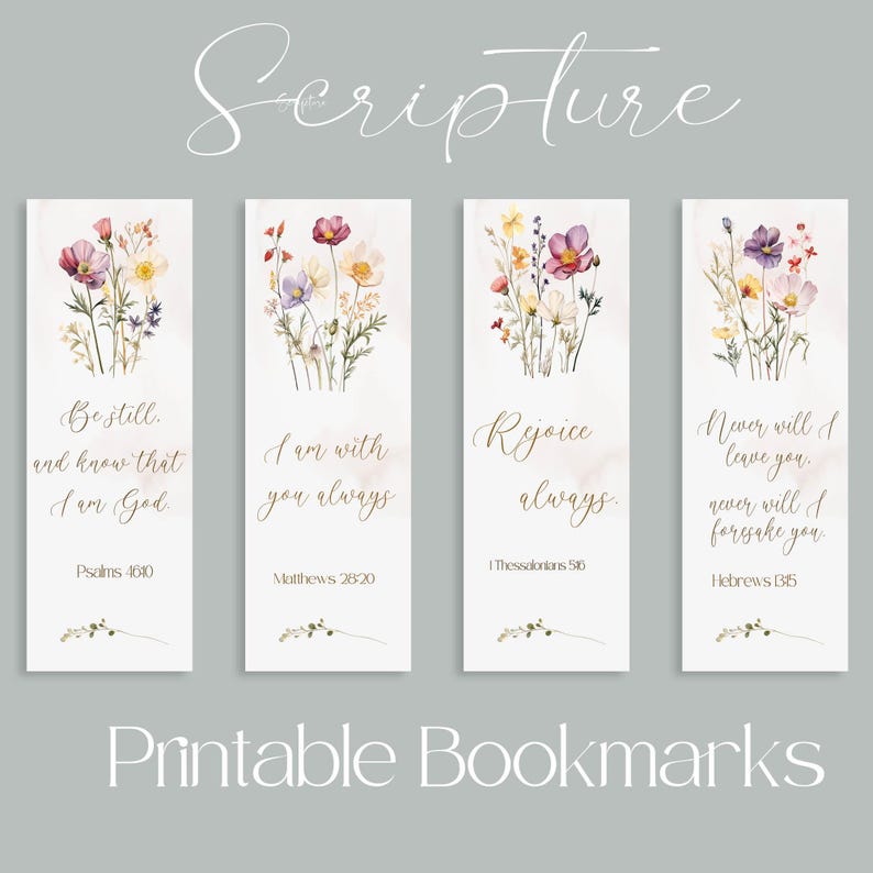 Printable Scripture Bookmarks Set of Four Unique Rustic Digital ...