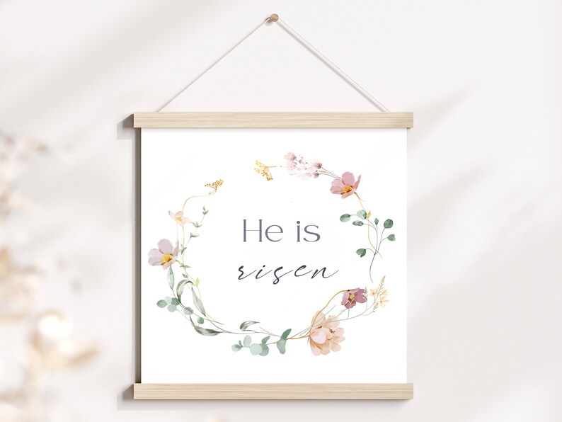 He is Risen Bible Verse Poster, Printable Wall Art, Easter Gift Idea ...