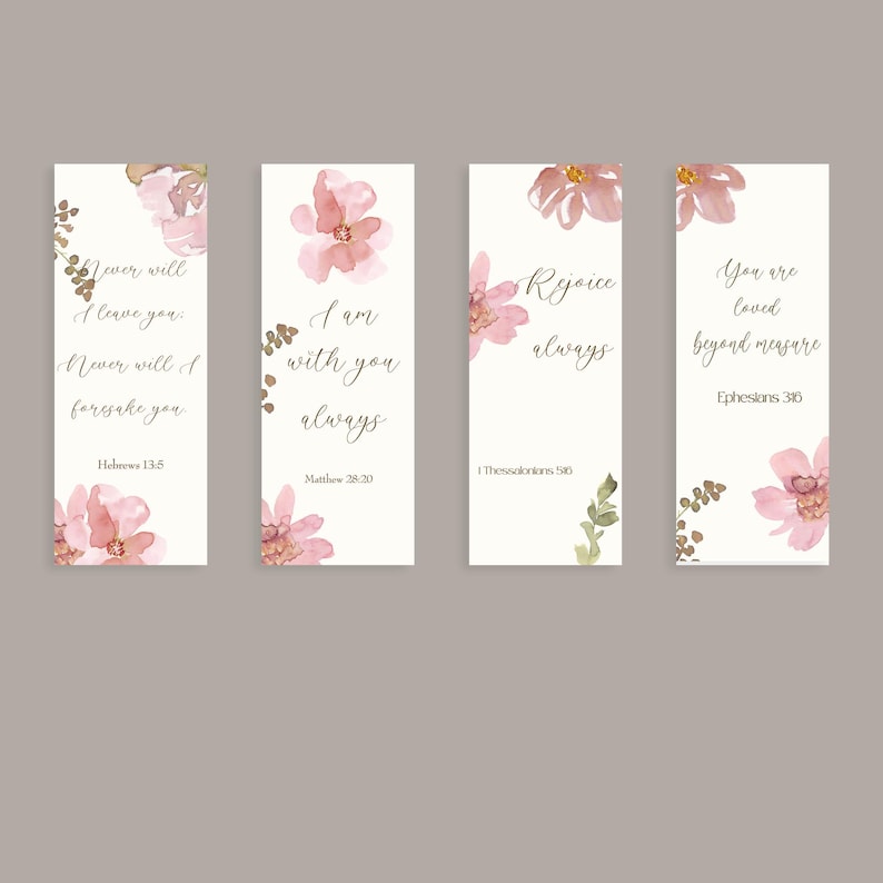 Watercolor Scripture Bookmarks: Floral Bible Verse Set (digital ...