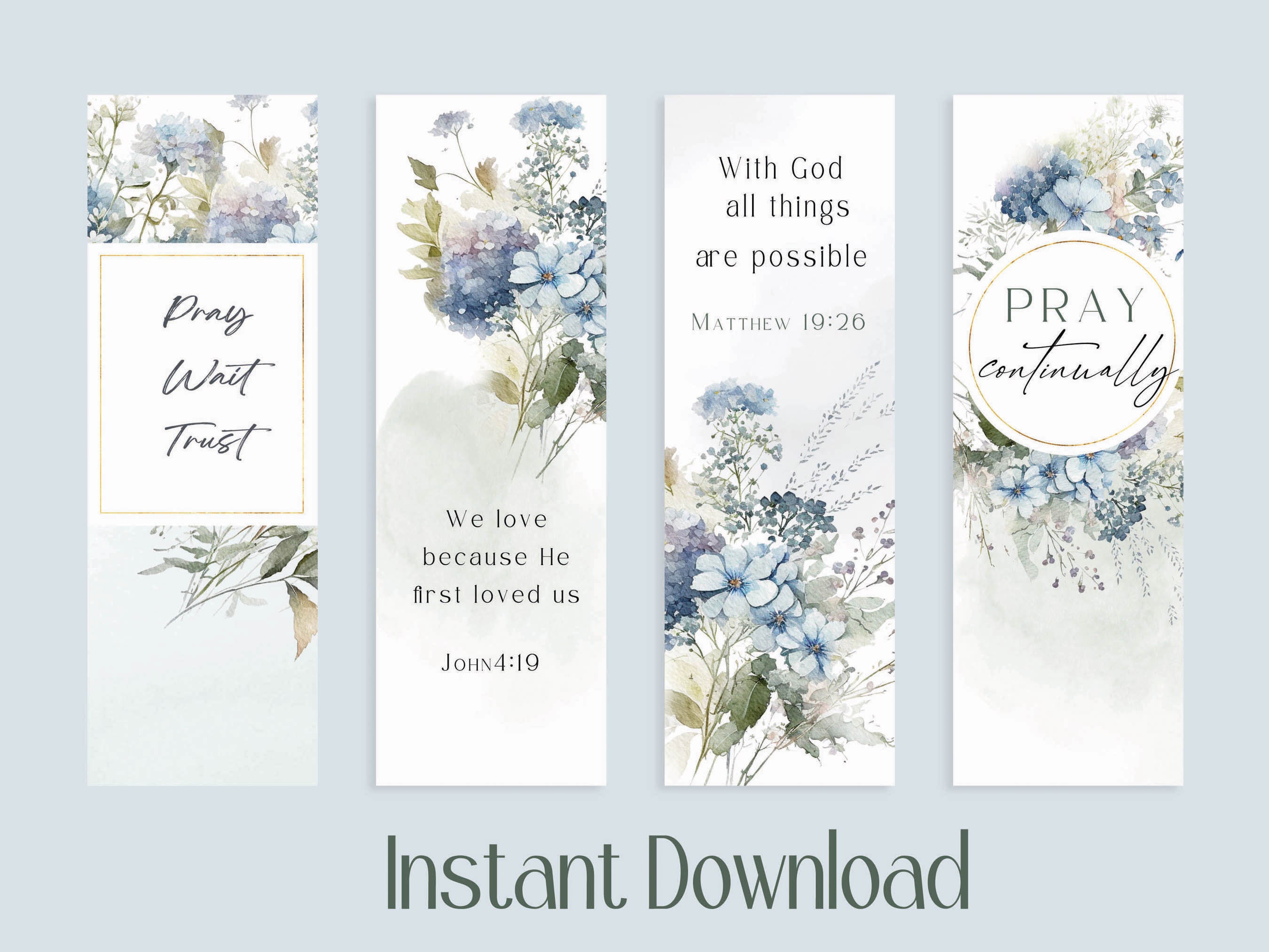 Unique Scripture Bookmarks Watercolors Printable Set of 4 Bookmarks ...