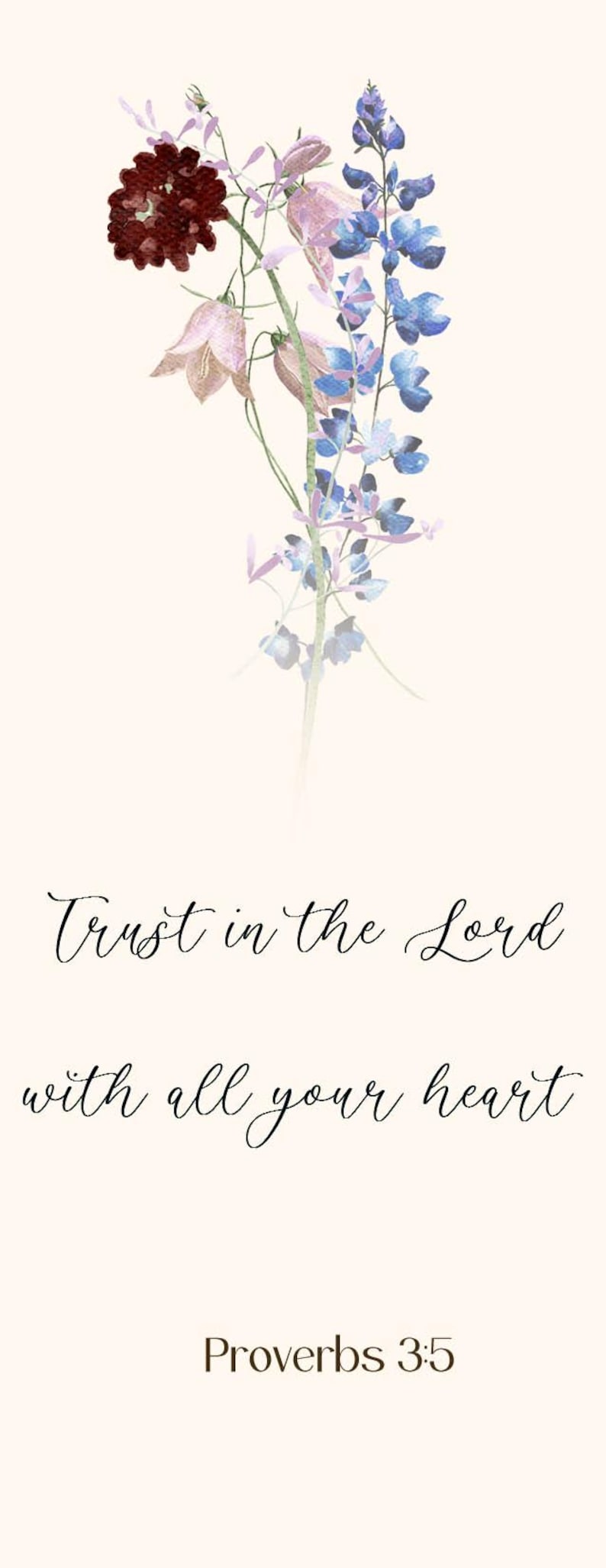 Christian Botanical Bookmarks Printable, Bible Verse Set of Four ...