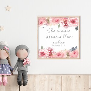 She is More Precious Than Rubies Printable Nursery Wall Art, Modern ...