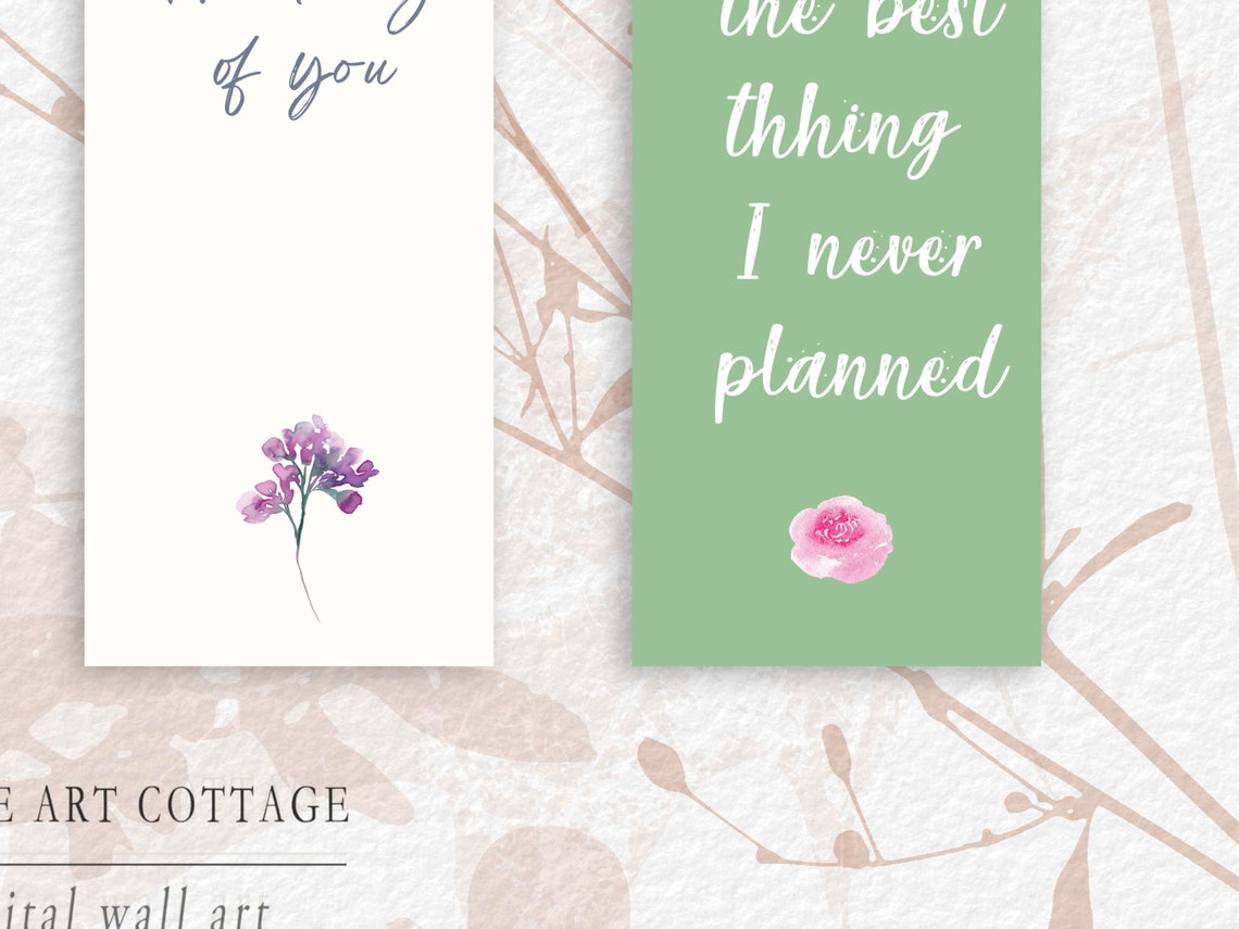 Thinking of You Printable Love Bookmarks, Set of 4 Floral Bookmarks ...