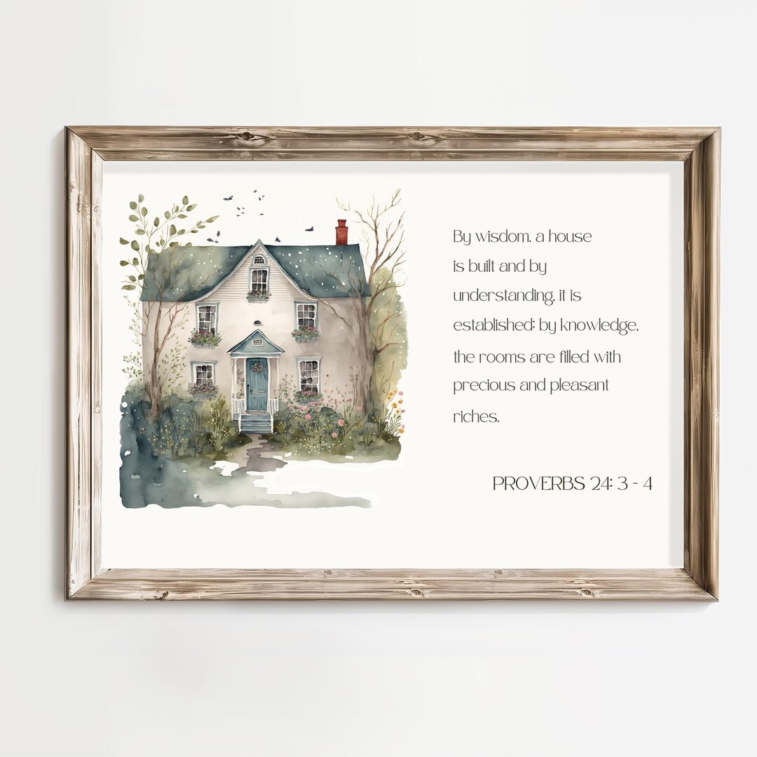 Proverbs 24 3 4 Bible Verse Horizontal Wall Art Watercolors Print ...