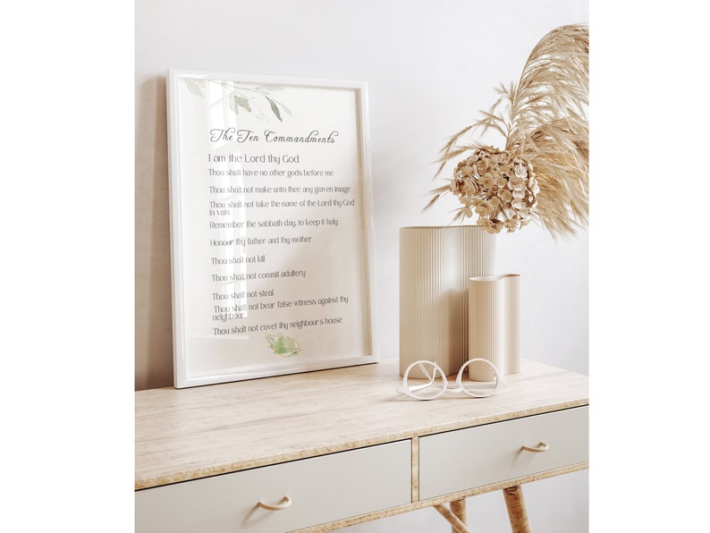 The Ten Commandments Printable Scripture Family Sign, Modern Verse ...