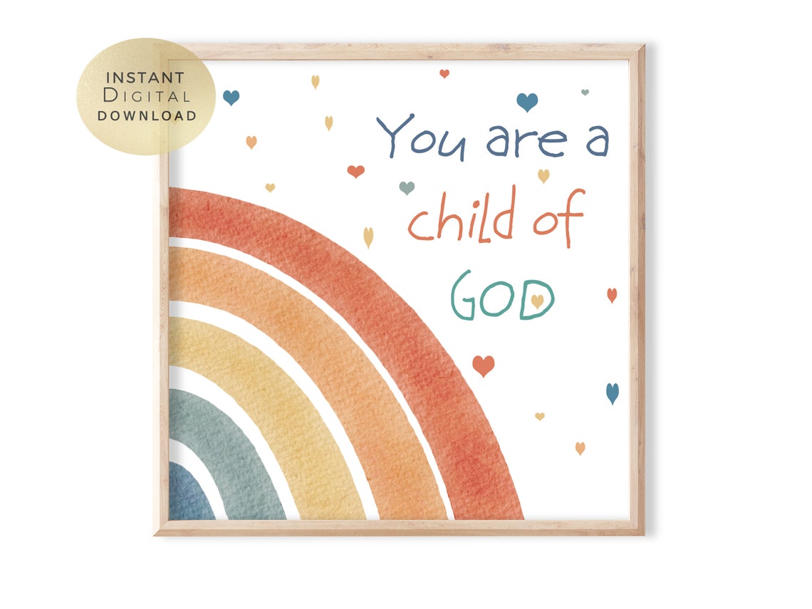 Nursery Wall Art Printable, You Are a Child of God Print, Neutral Boho ...