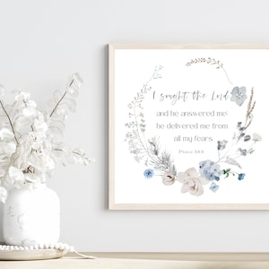 Psalm 34:4, I Sought the LORD Bible Verse Wall Art, Printable Scripture ...