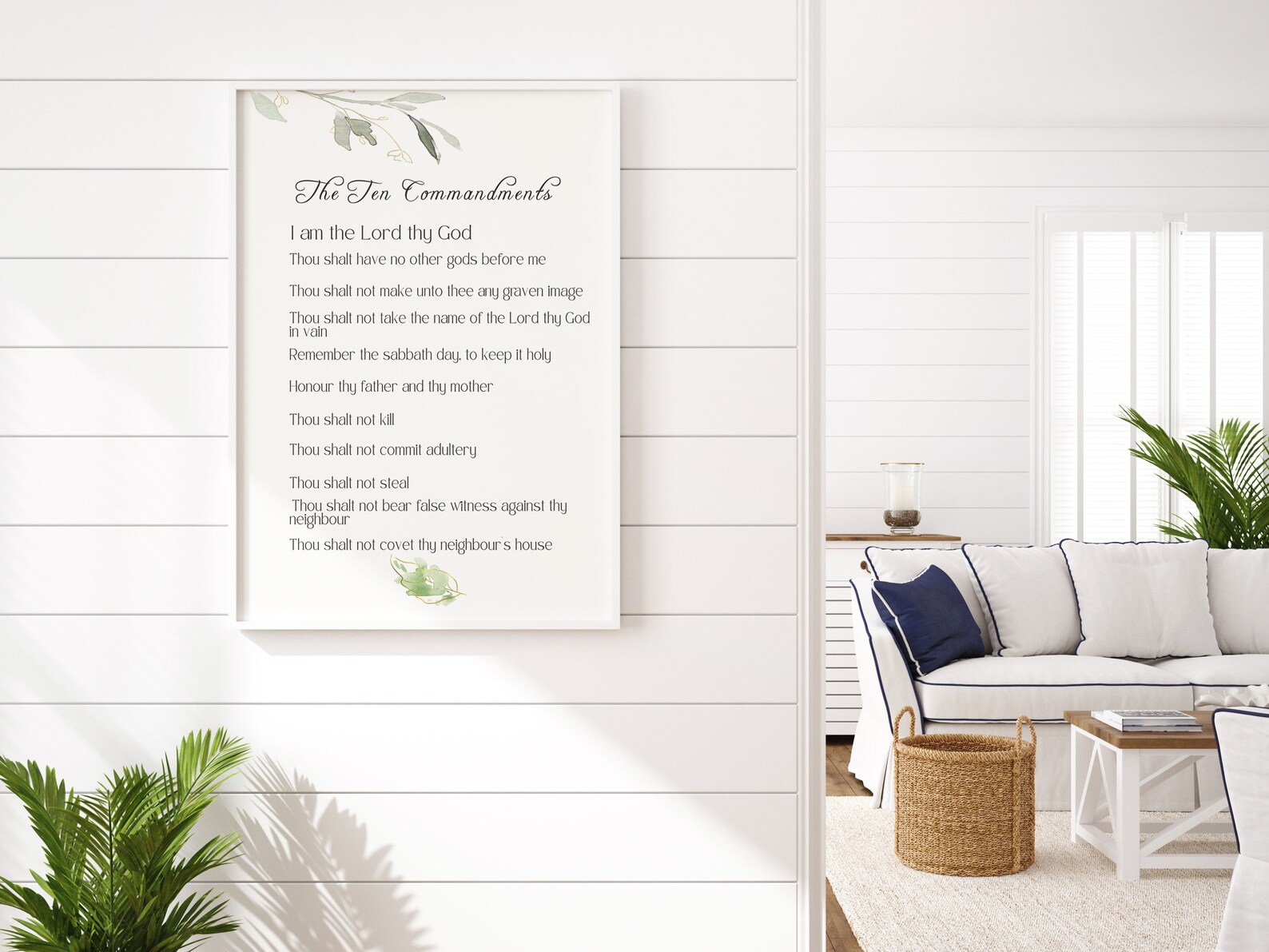 The Ten Commandments Printable Scripture Family Sign, Modern Verse ...